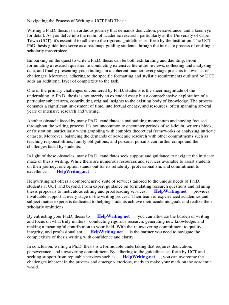 Uct PHD Thesis Guidelines | PDF