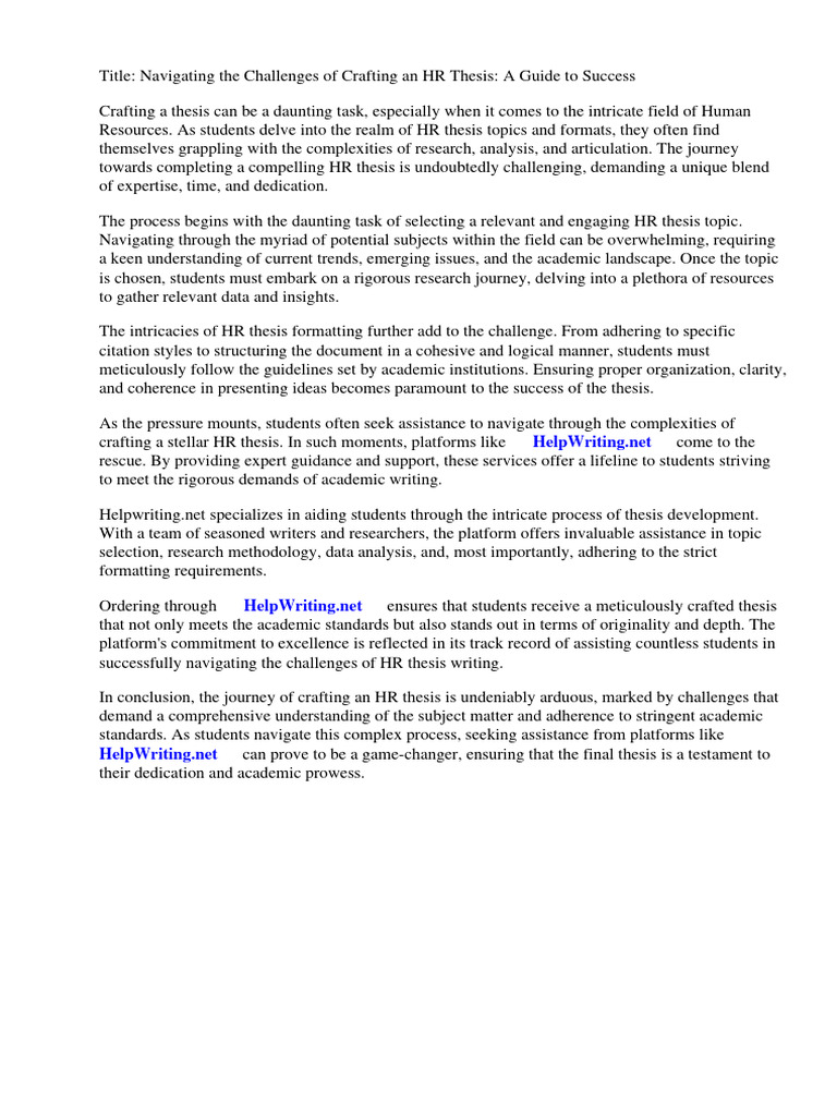 HR Thesis Topics Format | PDF | Human Resource Management | Thesis