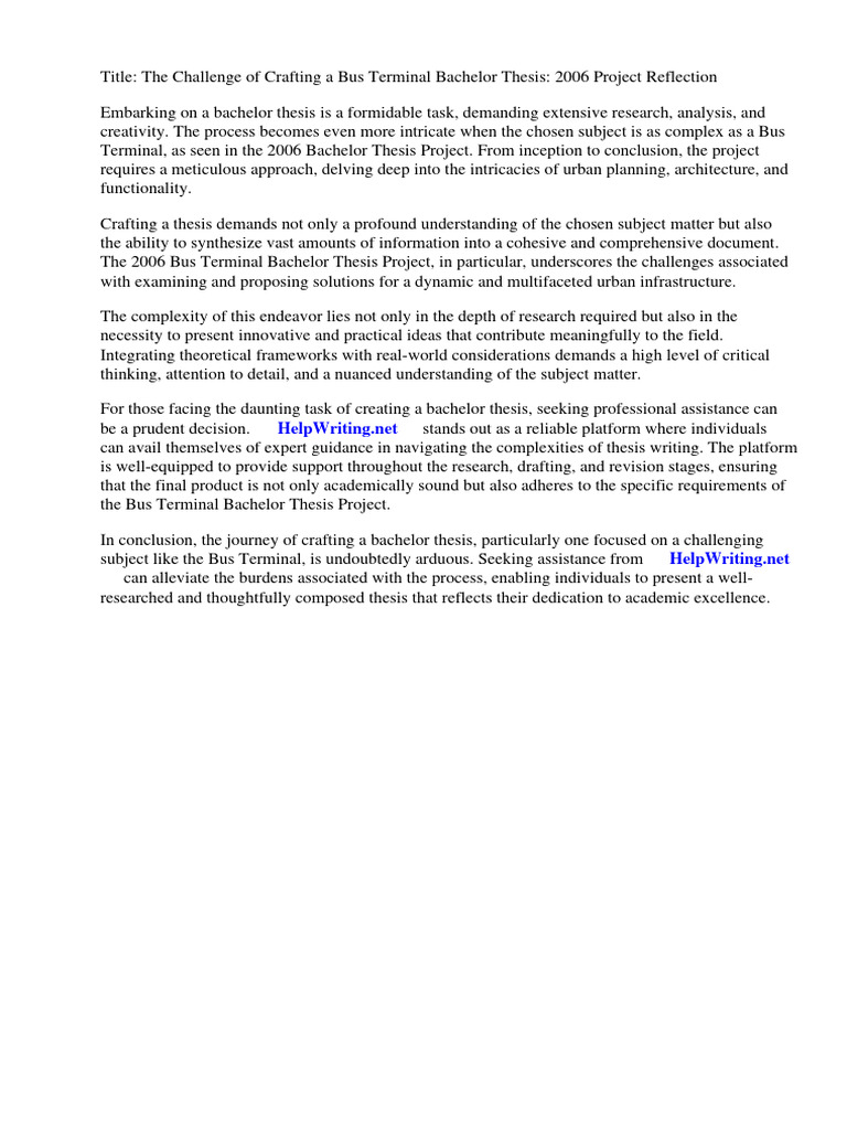 Bus Terminal-Bachelor Thesis Project 2006 | PDF | Thesis | Transport