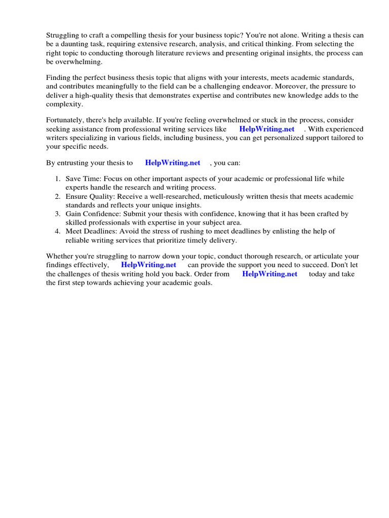 Business Thesis Topics Examples | PDF