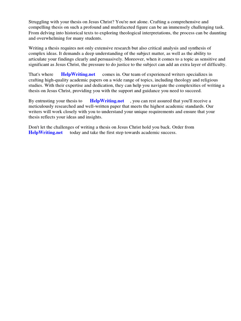 Thesis On Jesus Christ | PDF | Jesus | Gospel Of Luke