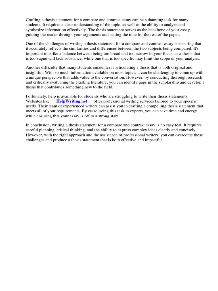 How To Write A Thesis Statement Compare and Contrast | PDF | Essays | Thesis