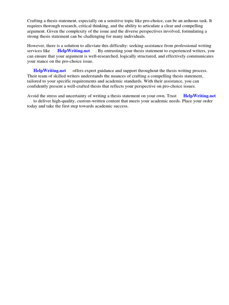 Good Thesis Statement For Pro Choice | PDF | Abortion Rights Movements ...