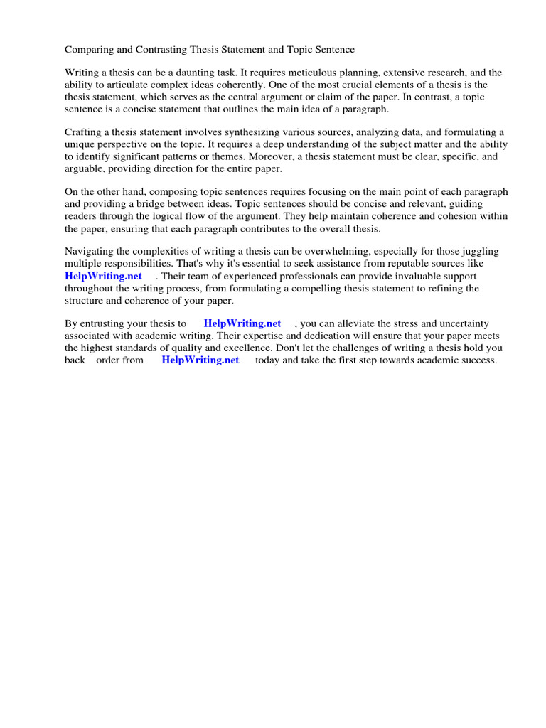 Compare and Contrast Thesis Statement and Topic Sentence | PDF | Career ...