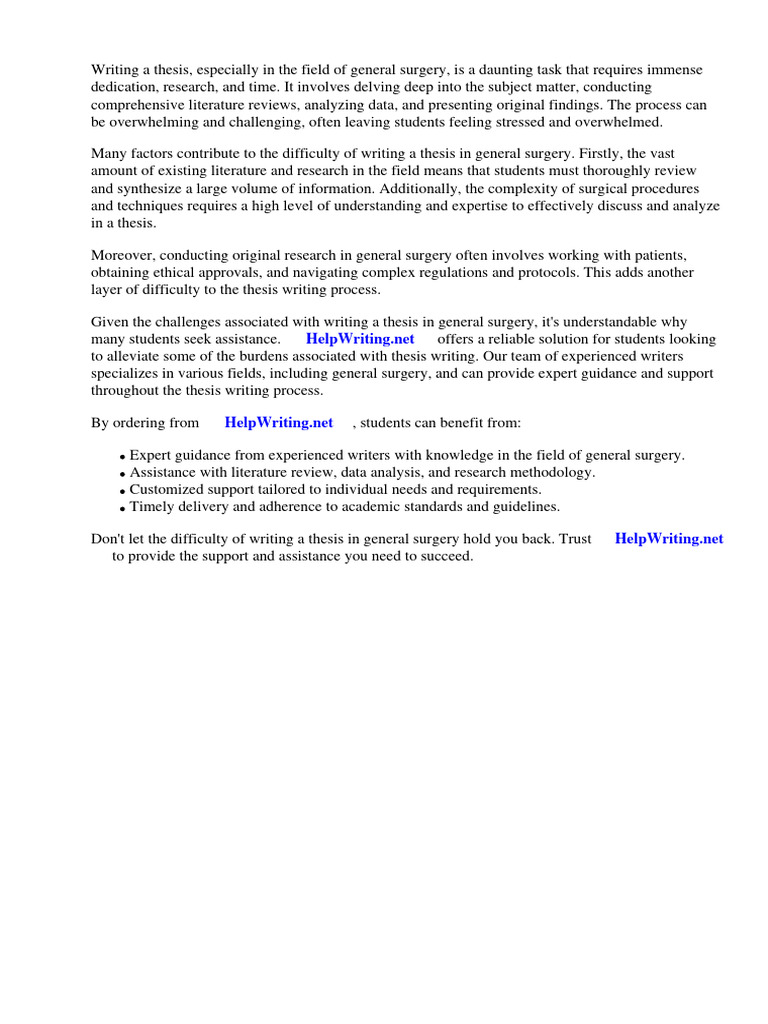 General Surgery Thesis PDF | PDF