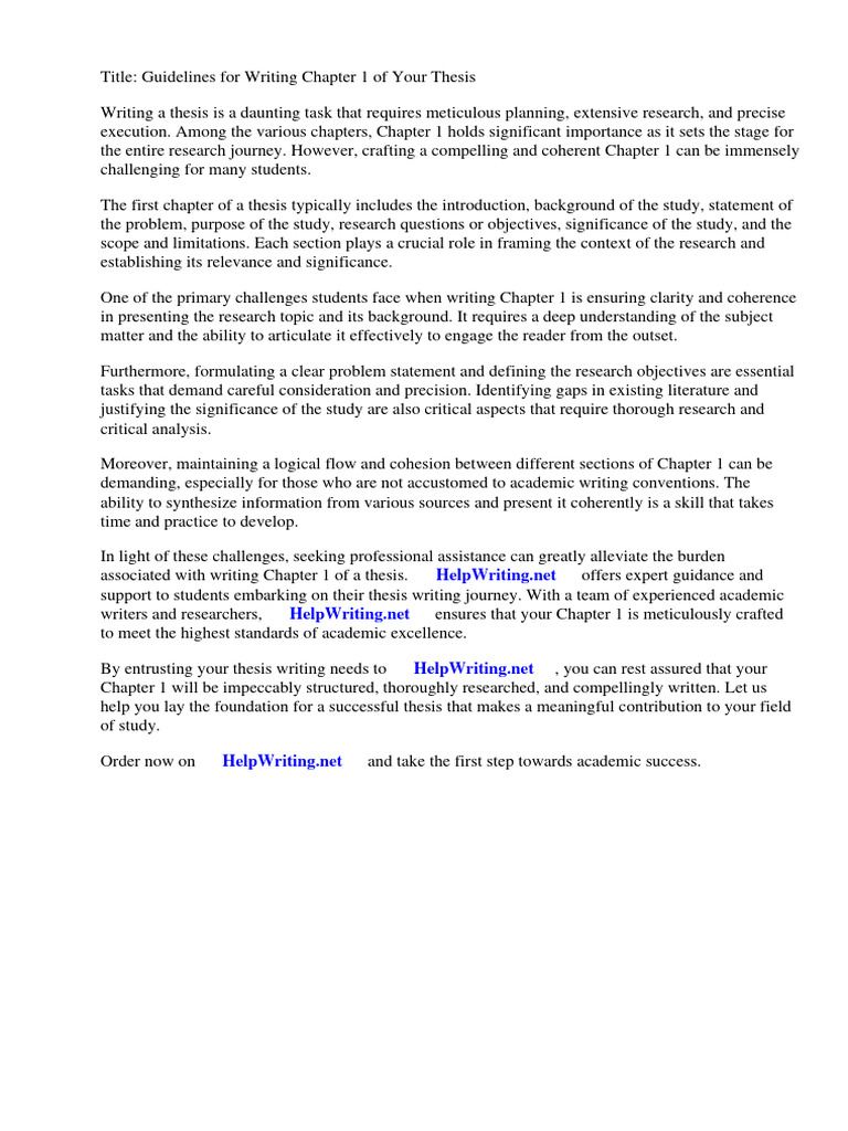 Thesis Chapter 1 Writing Guide | PDF | Thesis | Ios