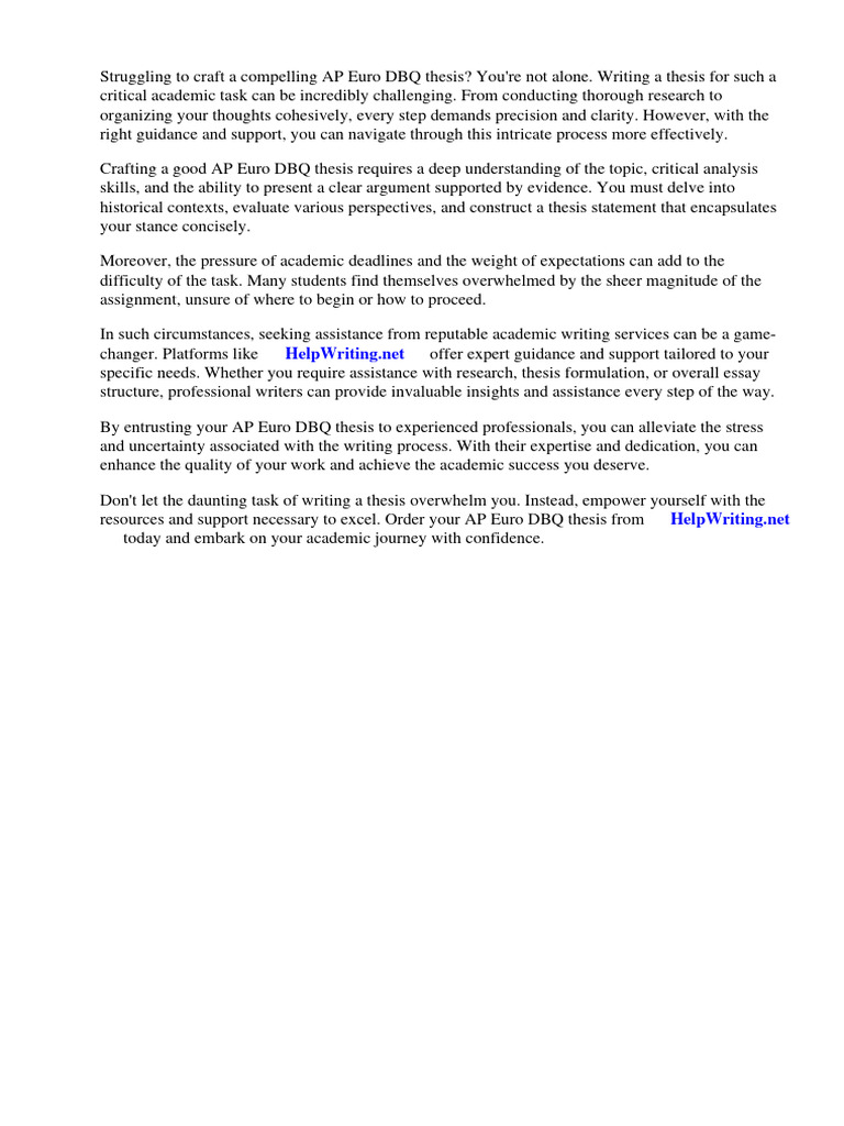 How To Write A Good AP Euro DBQ Thesis | PDF