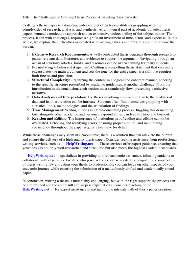 Thesis Papers PDF | PDF