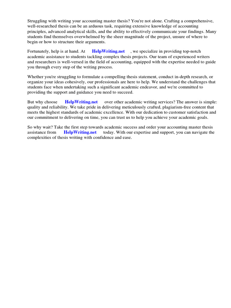 Accounting Master Thesis Examples | Download Free PDF | Thesis | Accounting