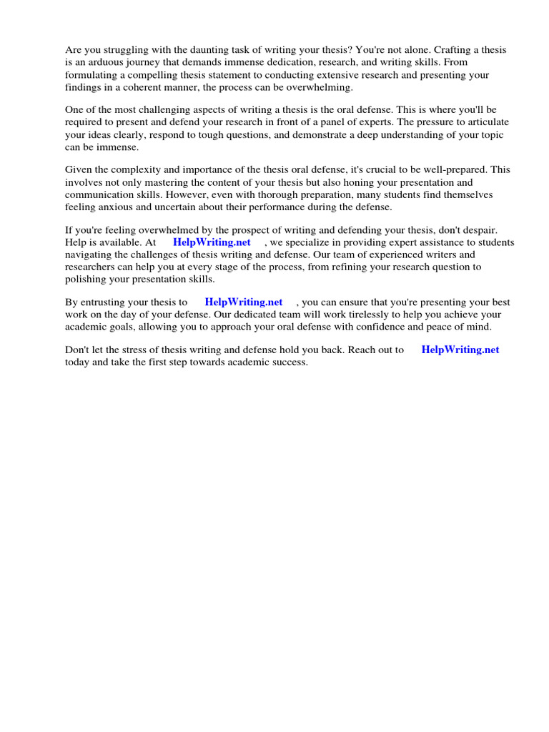 Thesis Oral Defence | PDF | Thesis