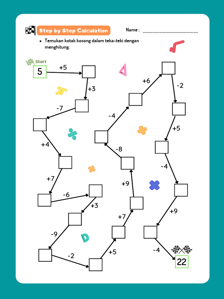 Step by Step Calculation Puzzle Worksheet Mathematics Activity Addition ...