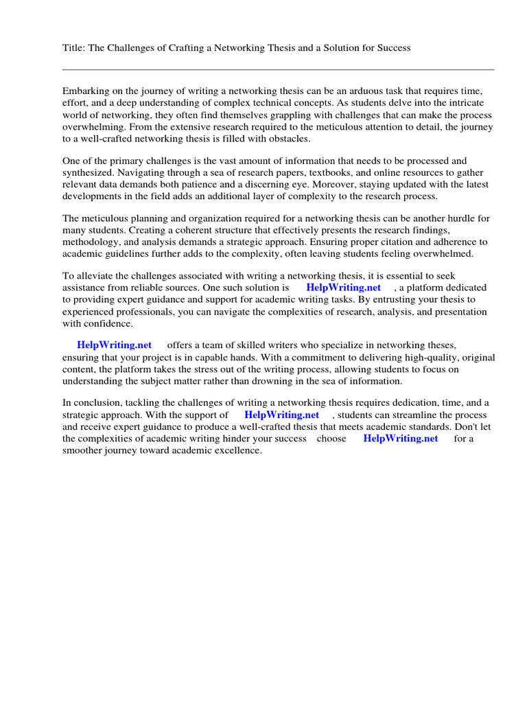 Networking Thesis Download | PDF