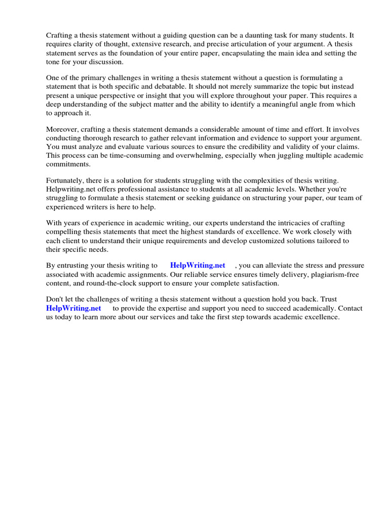 How To Write A Thesis Statement Without A Question | PDF