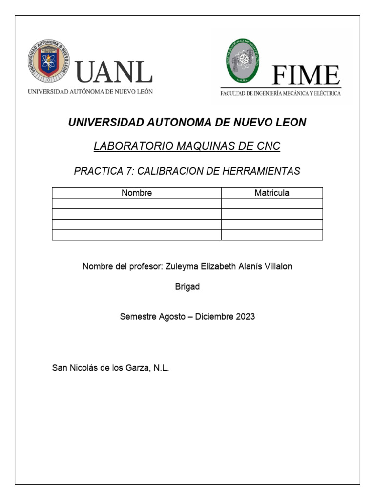 P7 Lab CNC | PDF | Control numerico | Calibración