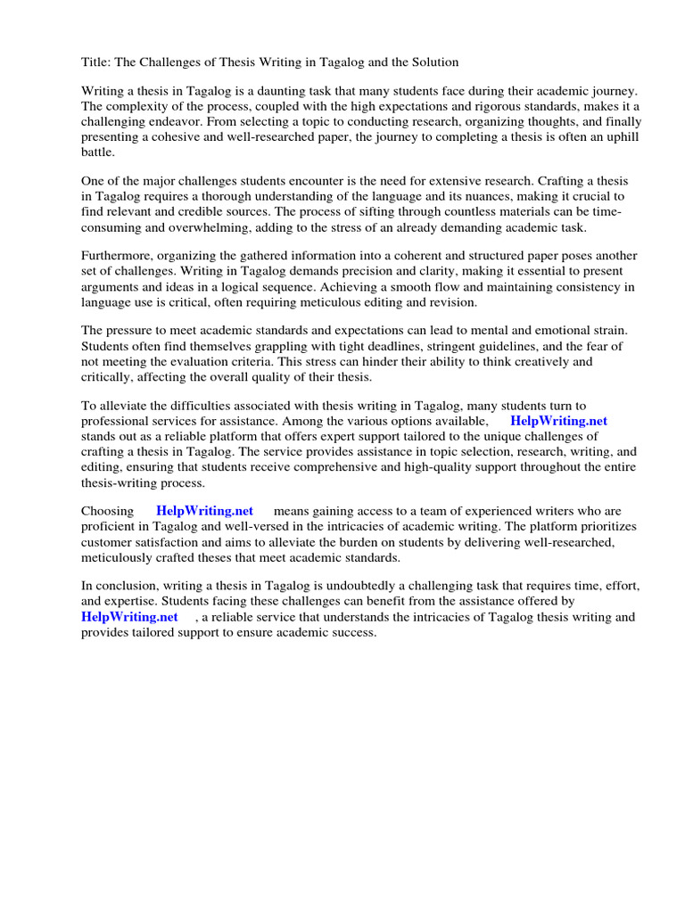 Thesis Sa Tagalog | PDF