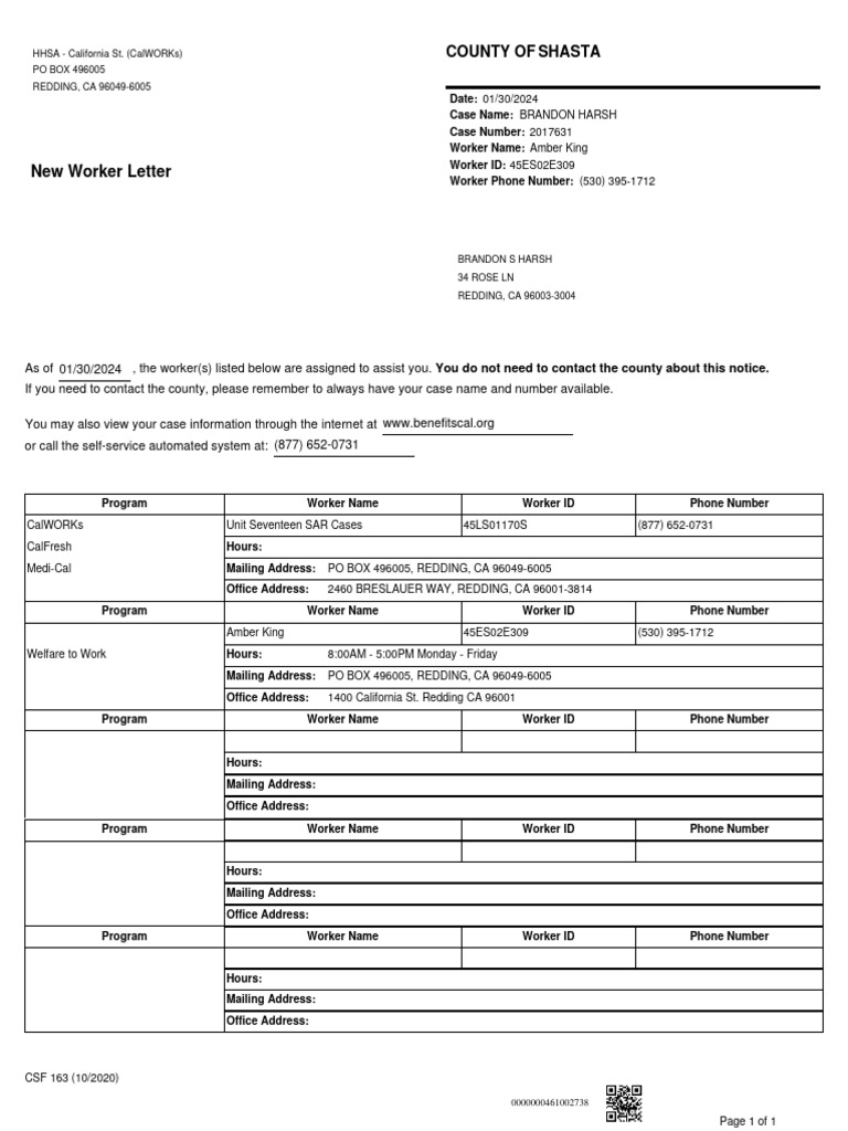 New Worker Letter | PDF