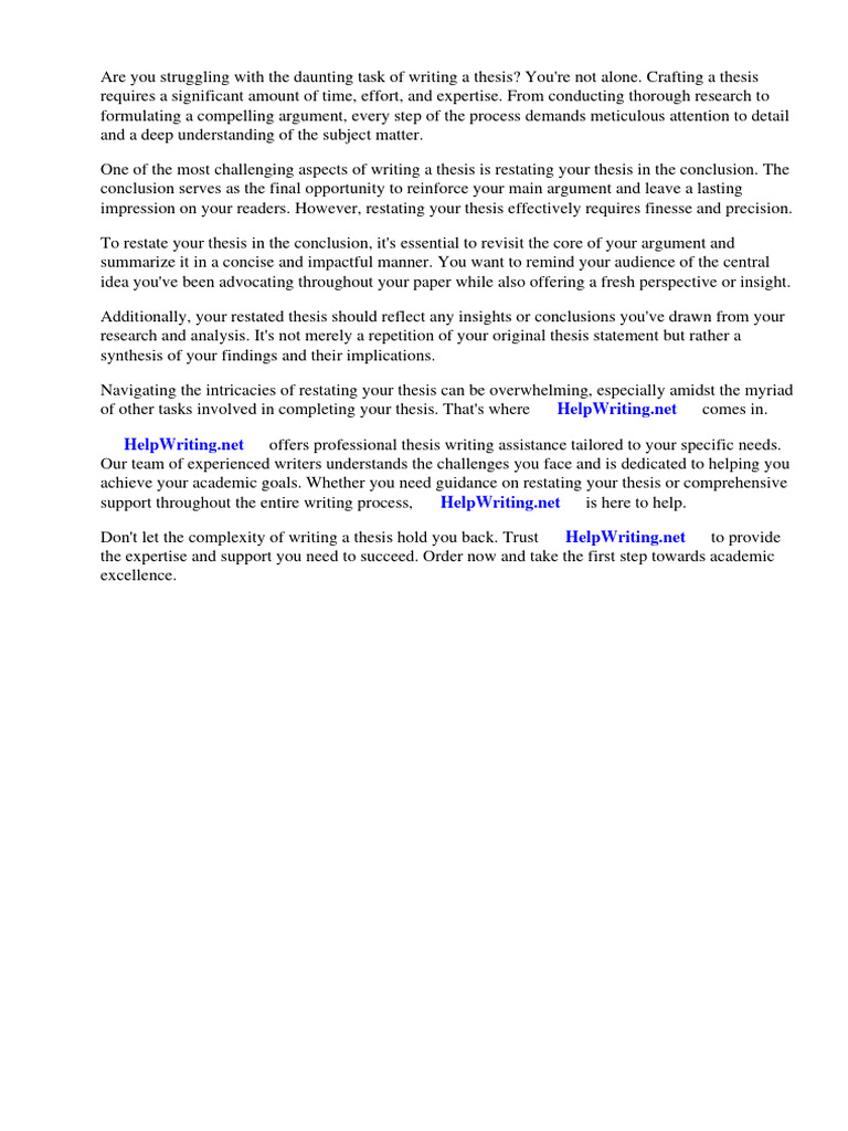 How To Restate My Thesis in The Conclusion | PDF