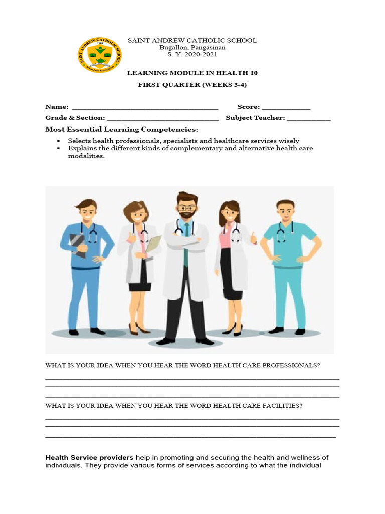 Learning Module in Health 10 First Quarter (Weeks 3-4) | PDF