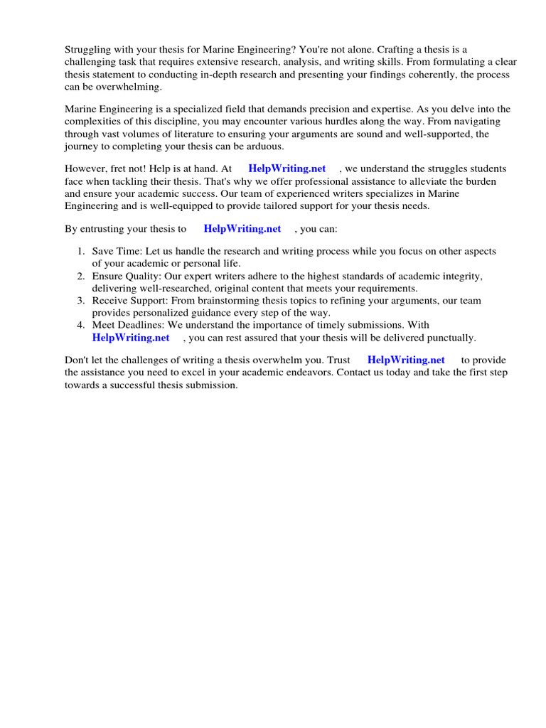 Marine Engineering Thesis Help | PDF | Thesis | Engineering