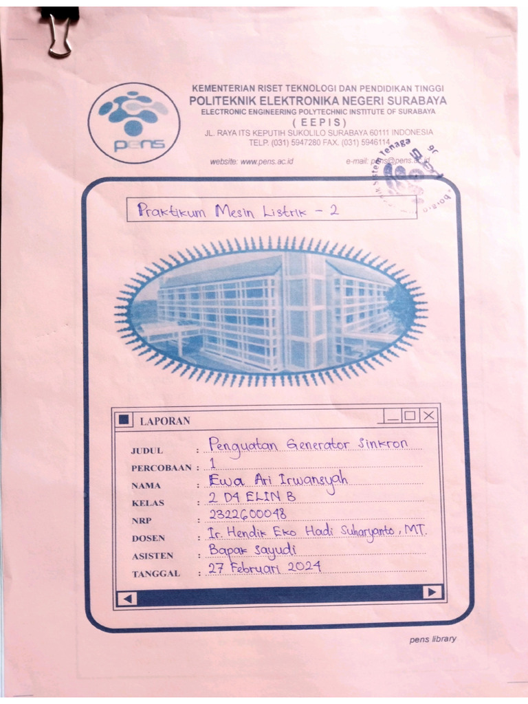 LAPORAN PENGUATAN GENERATOR SINKRON | PDF