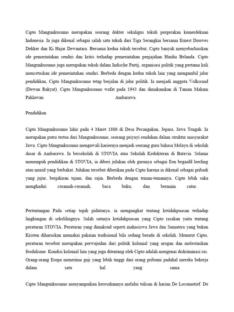 Biografi Dr. Cipto Mangunkusumo | PDF