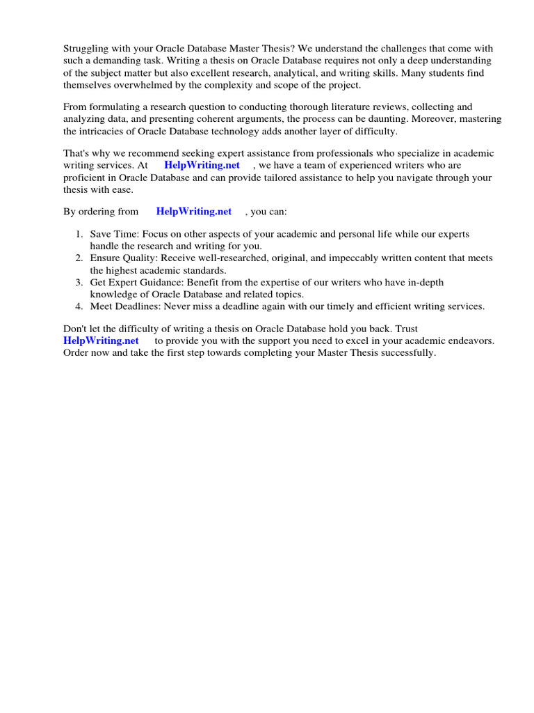 Oracle Database Master Thesis | PDF | Databases | Oracle Corporation