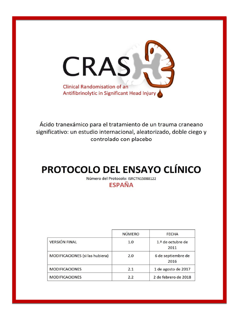 CRASH 3 Protocol v2.2 Spain | Descargar gratis PDF | Causas de la muerte | Enfermedades y trastornos
