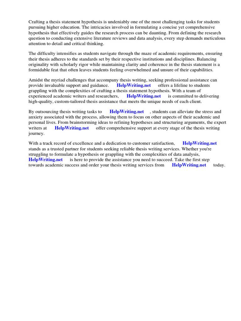 Thesis Statement Hypothesis | PDF | Hypothesis | Experiment