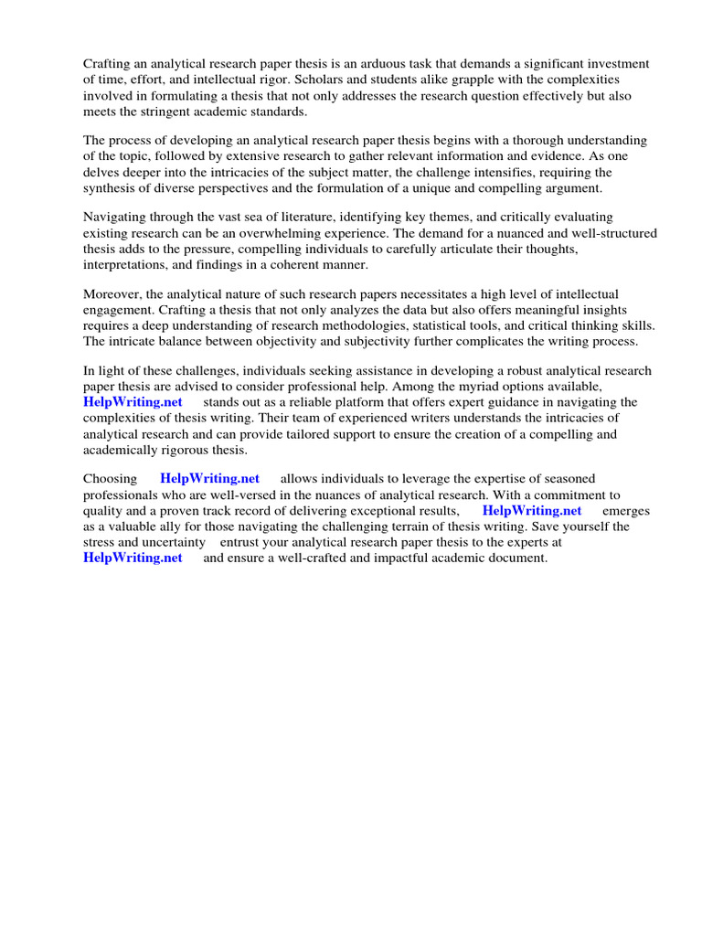 Analytical Research Paper Thesis | PDF | Essays | Thesis