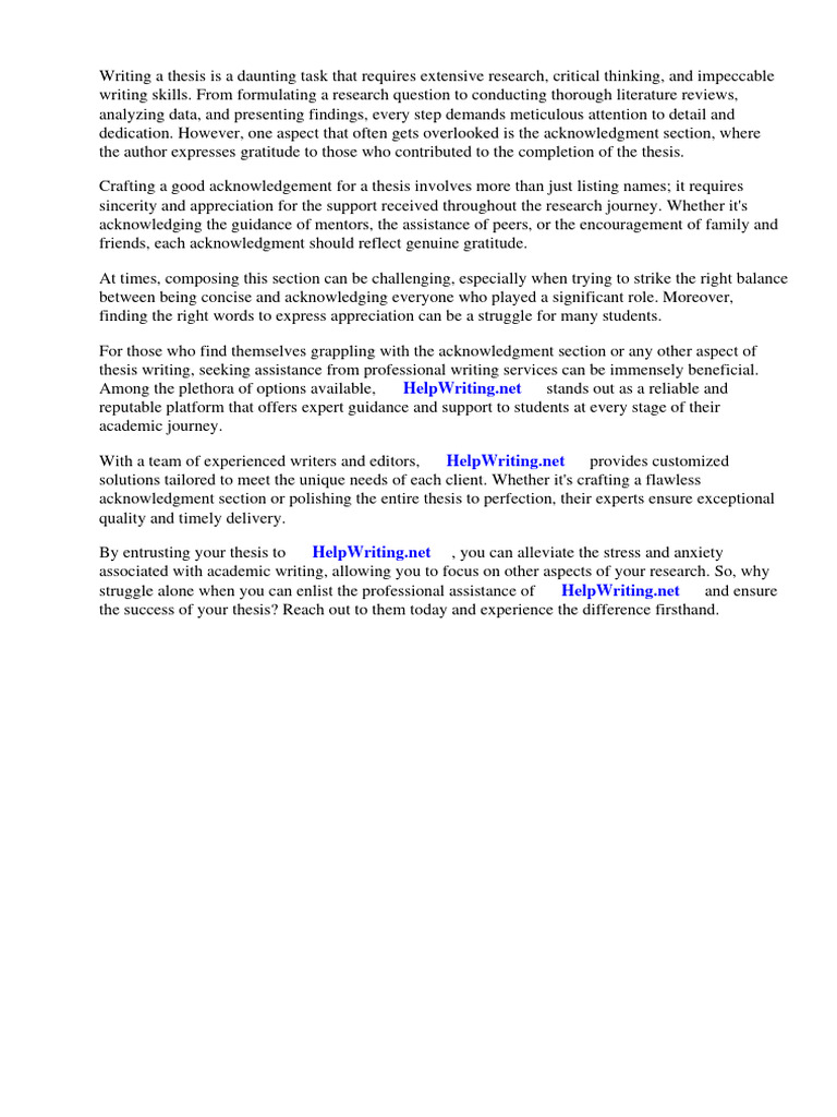 Sample of Good Acknowledgement for Thesis | PDF | Thesis