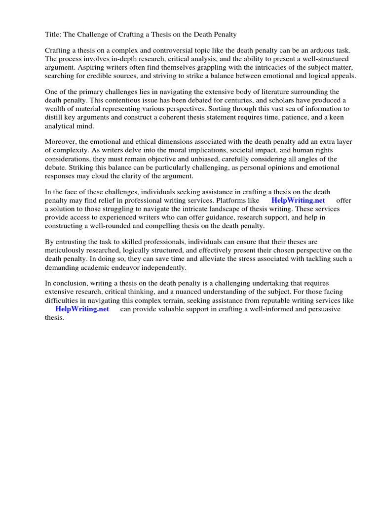 Example Thesis For Death Penalty | PDF | Capital Punishment | Punishments
