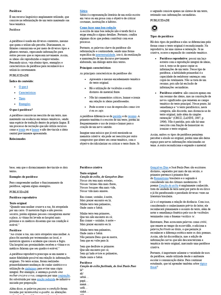 Paráfrase | PDF | Paródia