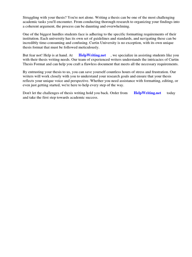 Curtin Thesis Format | PDF | Thesis | Publishing