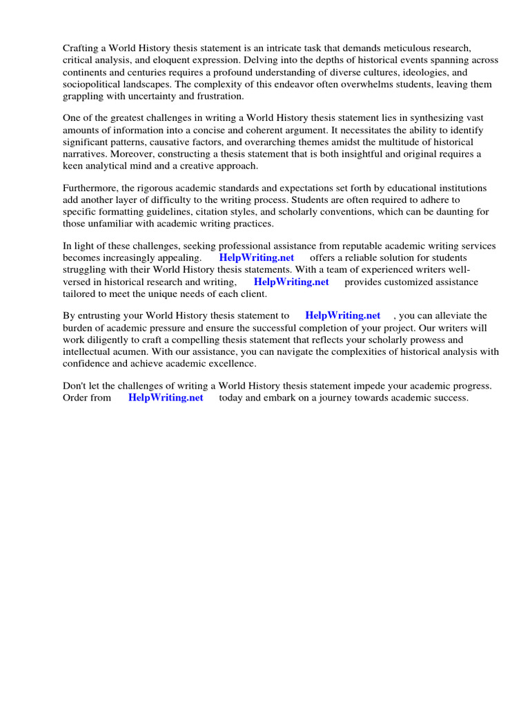 How To Write A World History Thesis Statement | PDF | Essays | Thesis