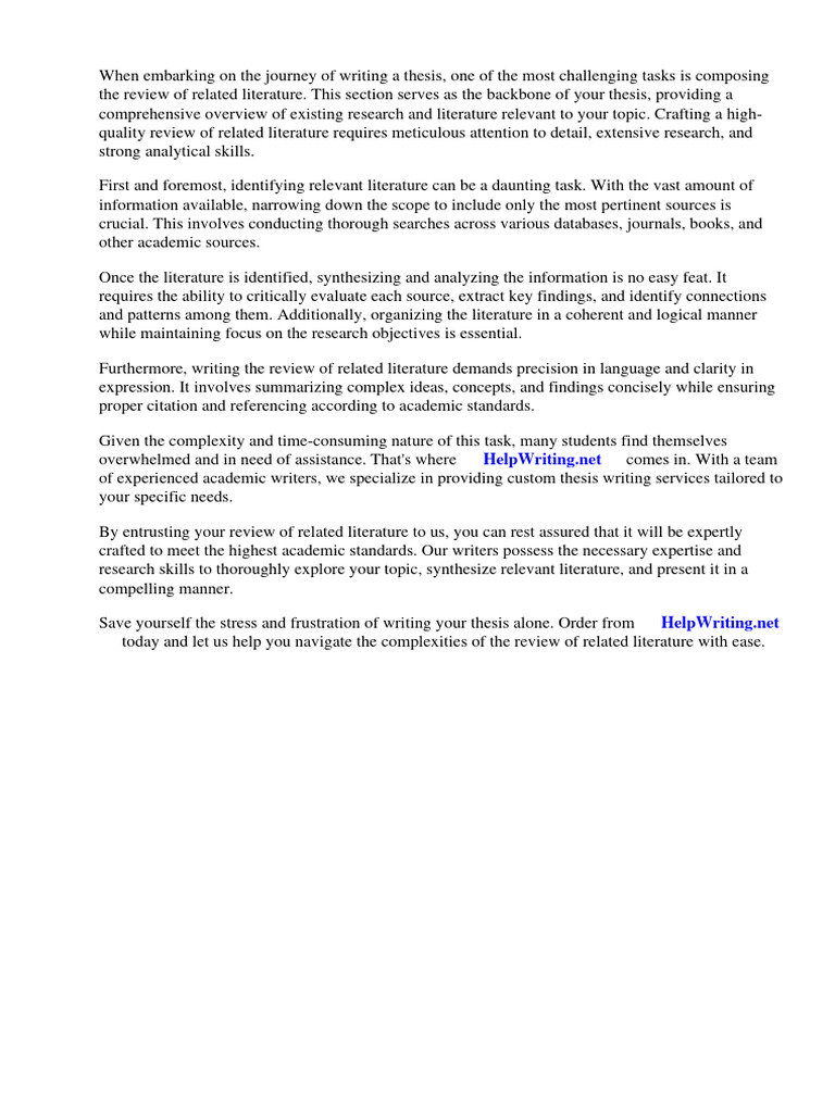 Parts of Review of Related Literature in Thesis | PDF | Thesis ...