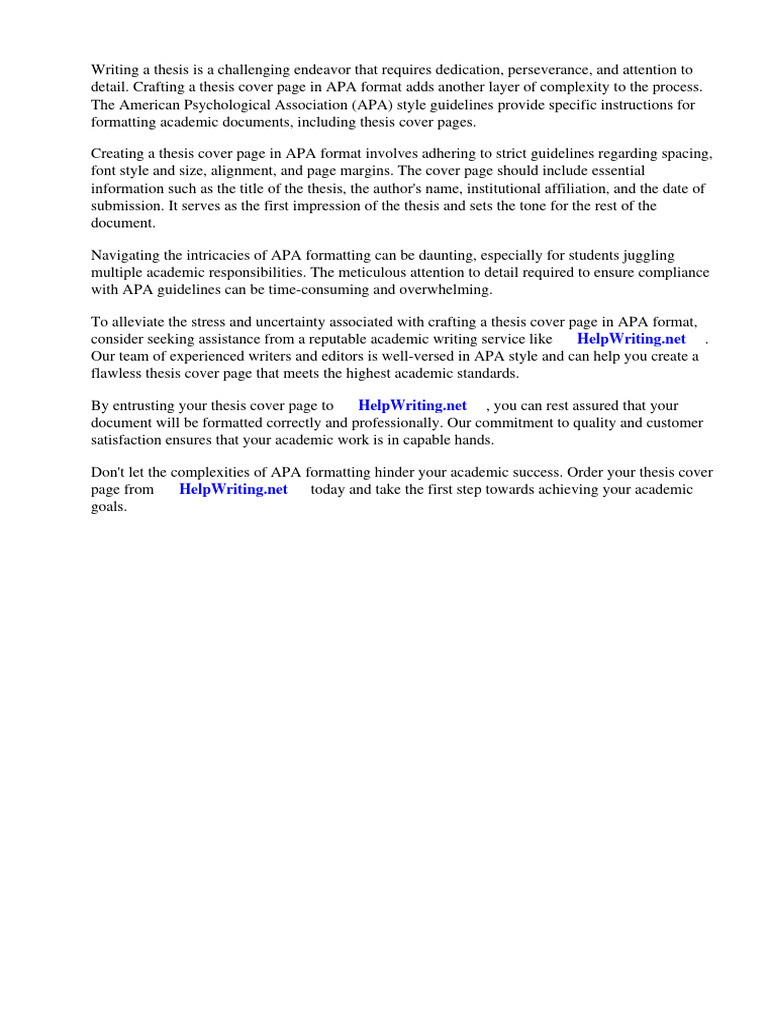 APA Thesis Cover Page Guide | PDF | Apa Style | Citation