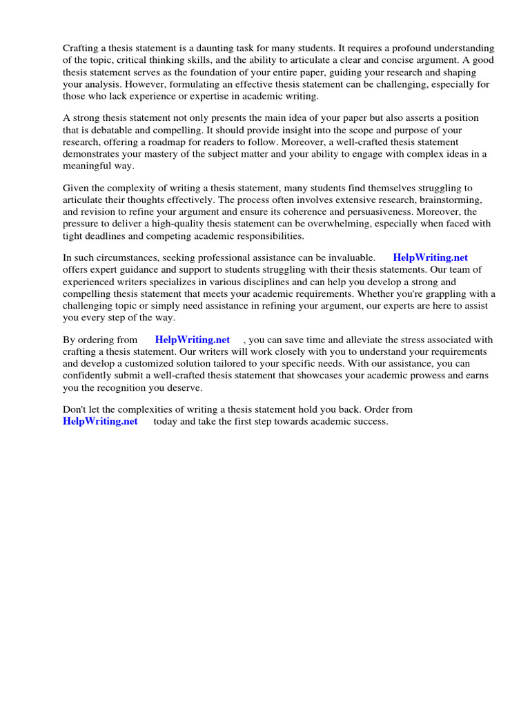 What Is A Good Thesis Statement Example | PDF | Essays | Thesis