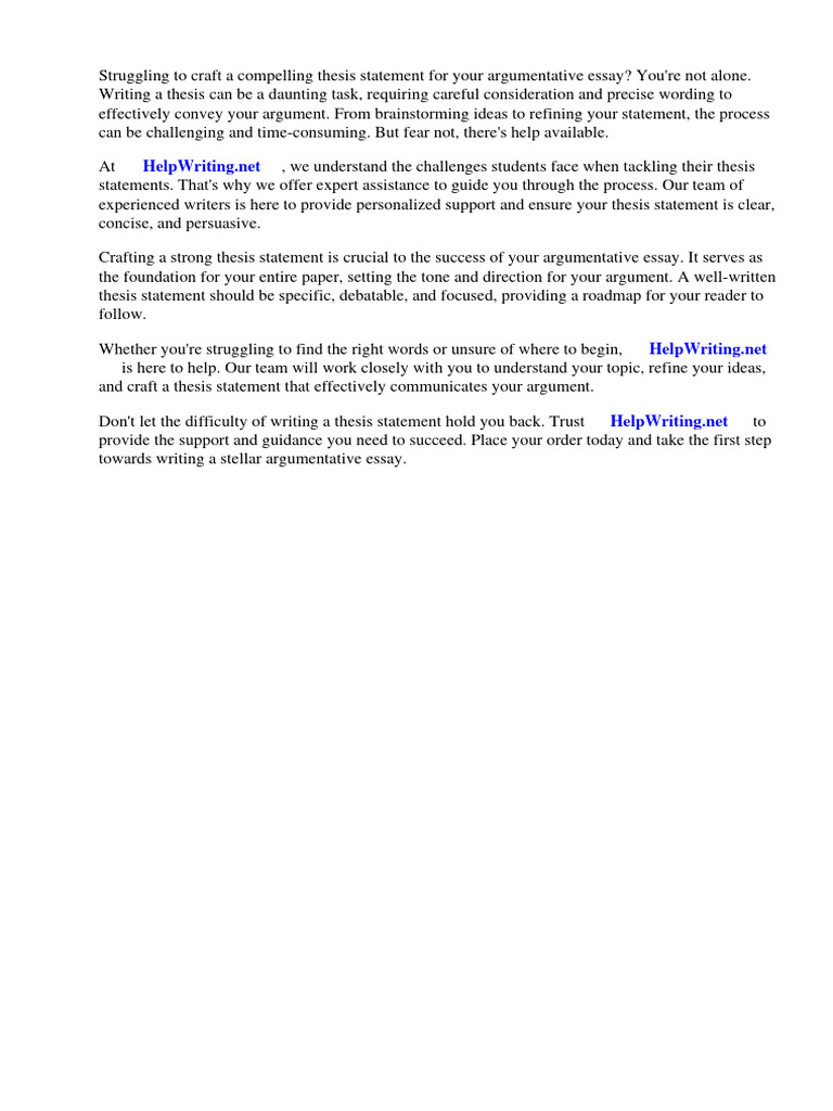 How To Write A Good Thesis Statement For An Argumentative Essay | PDF ...