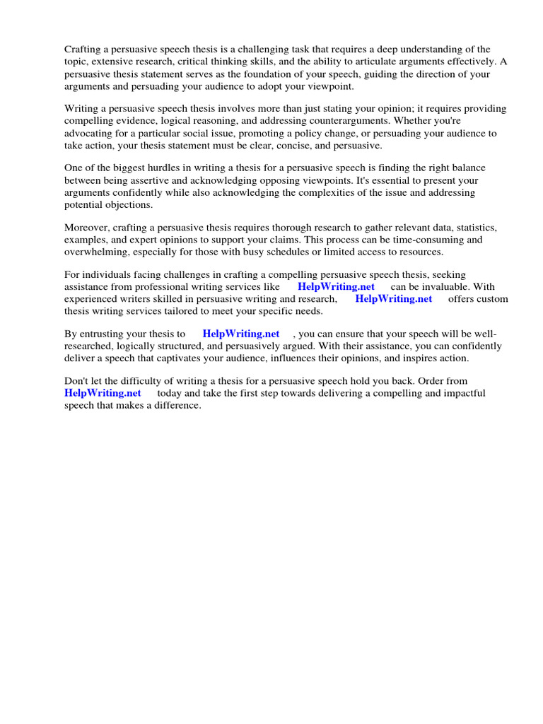 Persuasive Speech Thesis Examples | PDF | Essays | Rhetoric