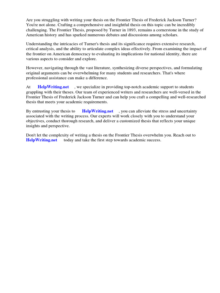 Frontier Thesis of Frederick Jackson Turner Emphasized | PDF | American ...