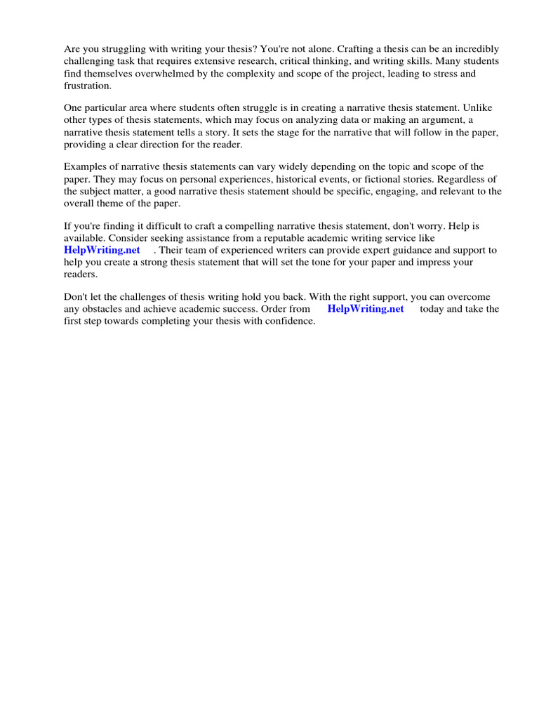 Examples of A Narrative Thesis Statement | PDF | Essays | Narrative
