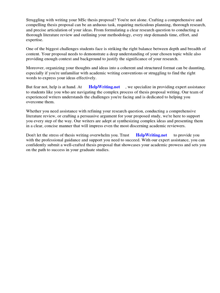 MSC Thesis Proposal Writing | PDF | Thesis | Science