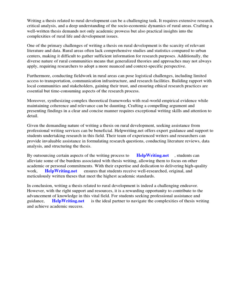 Thesis Related To Rural Development | Download Free PDF | Food Security ...