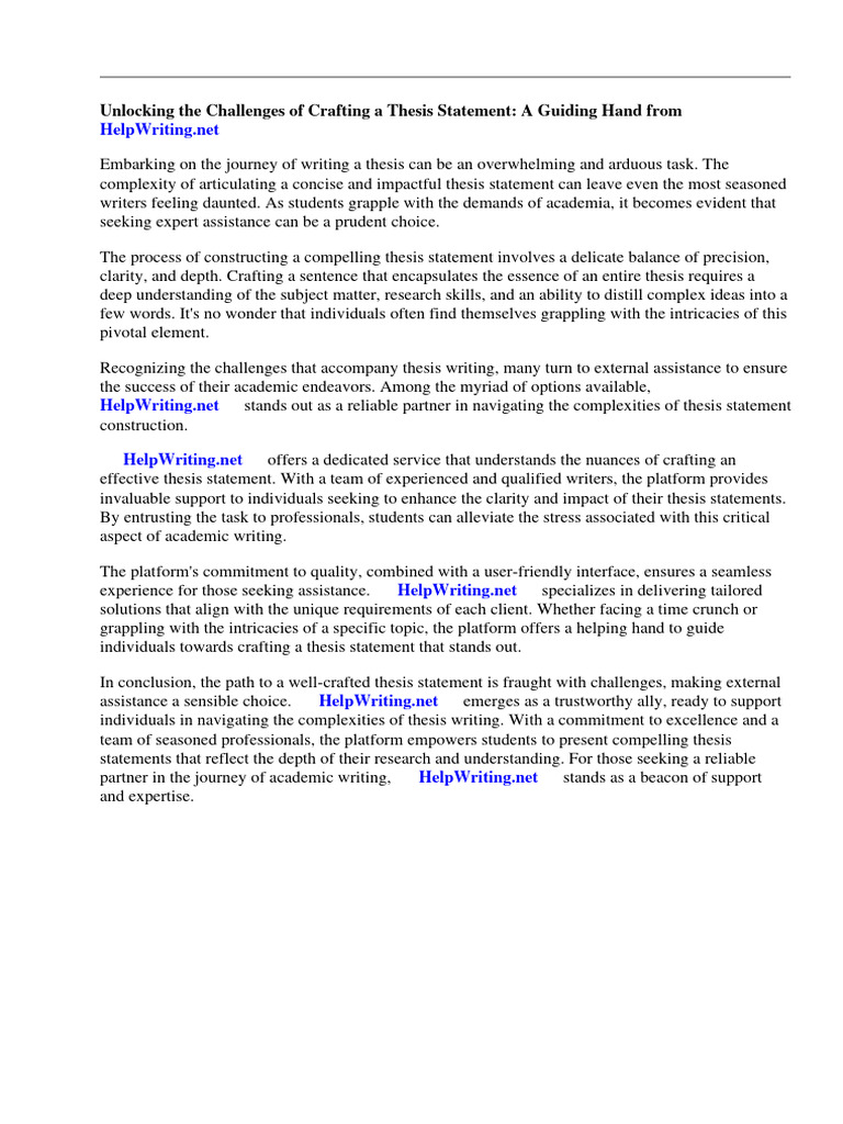 Thesis Statement Sentence Starters | PDF | Essays | Thesis