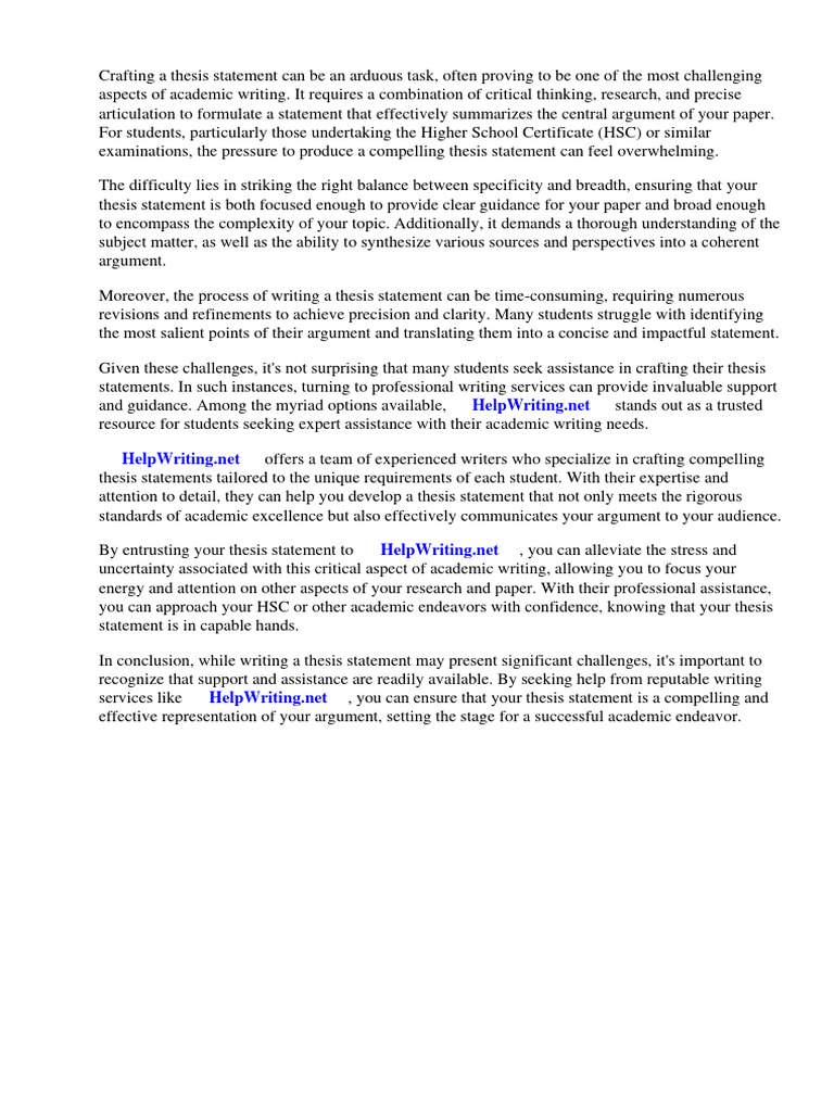 How To Write A Thesis Statement HSC | PDF