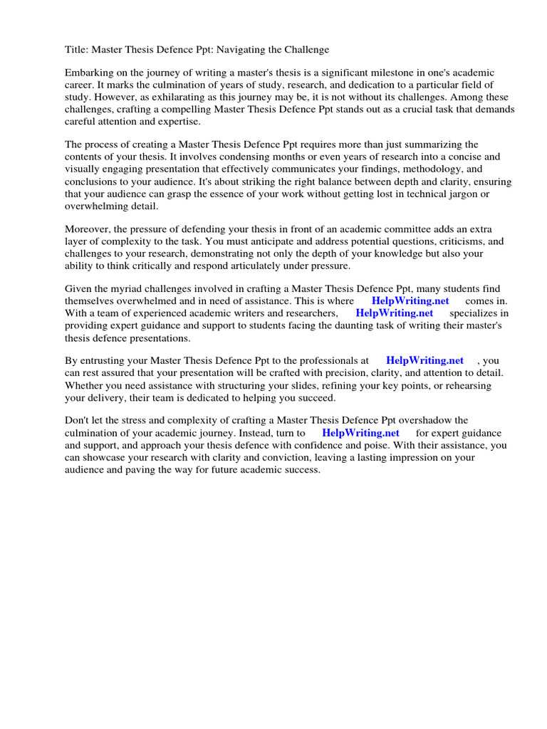 Master Thesis Defence | PDF | Thesis | Microsoft Power Point