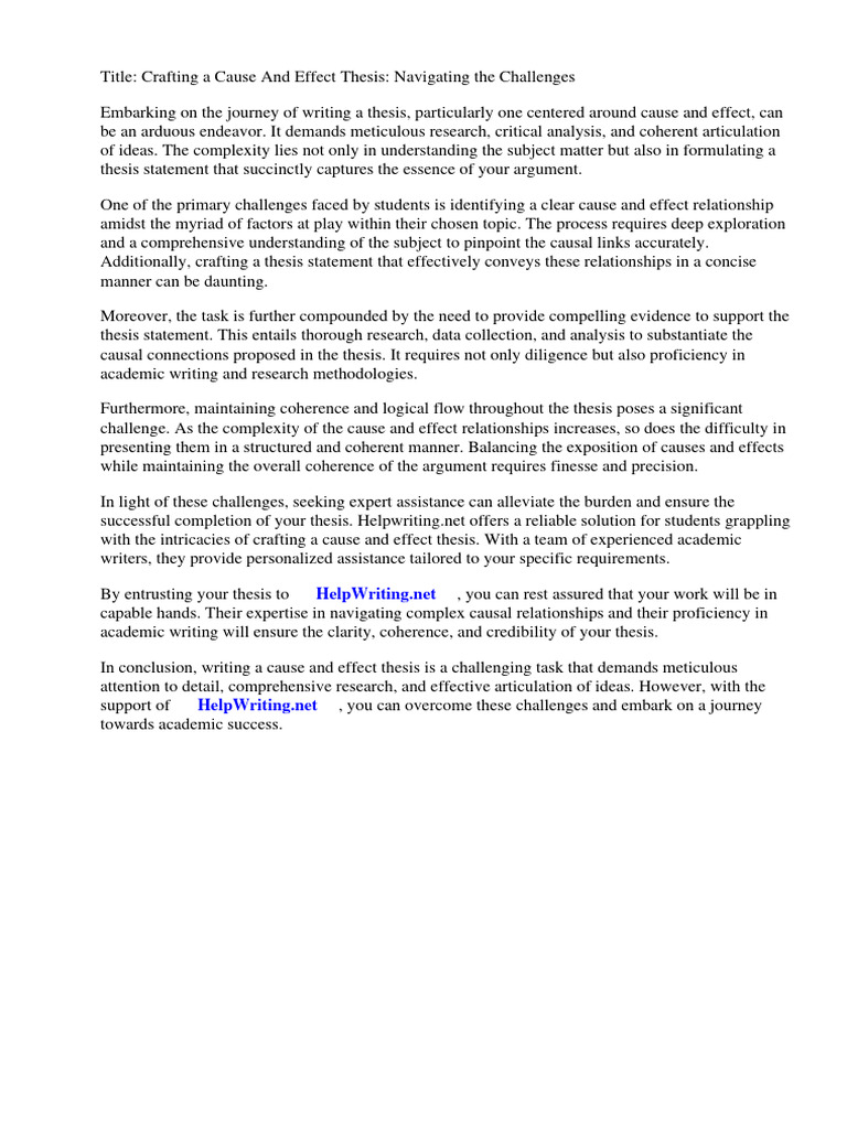 Cause and Effect Thesis Statement Examples | PDF