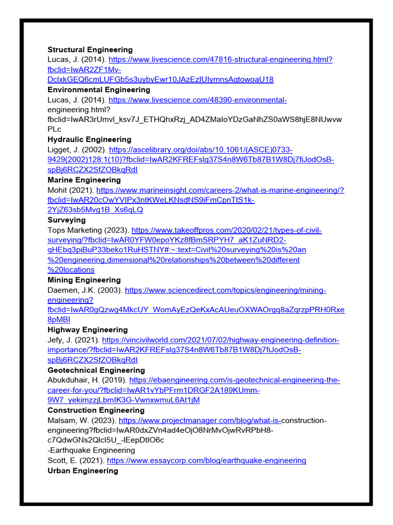 Overview of Engineering Disciplines | PDF | Engineering | Civil Engineering
