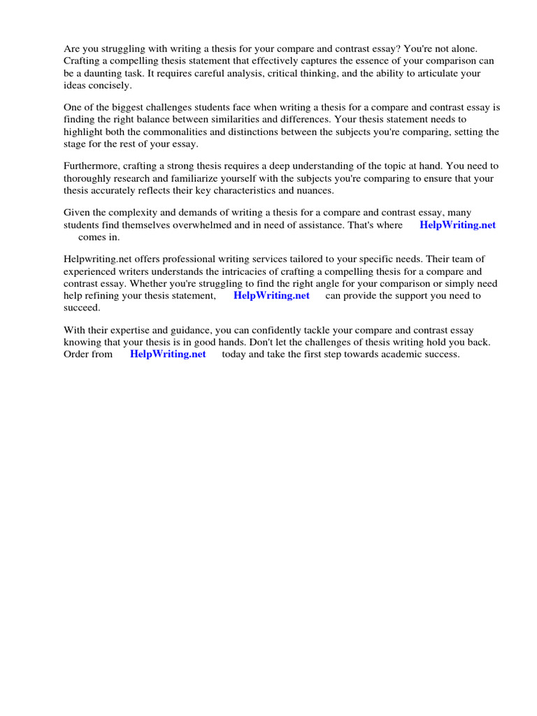 Samples of Compare and Contrast Essays Thesis | PDF | Essays | Evidence