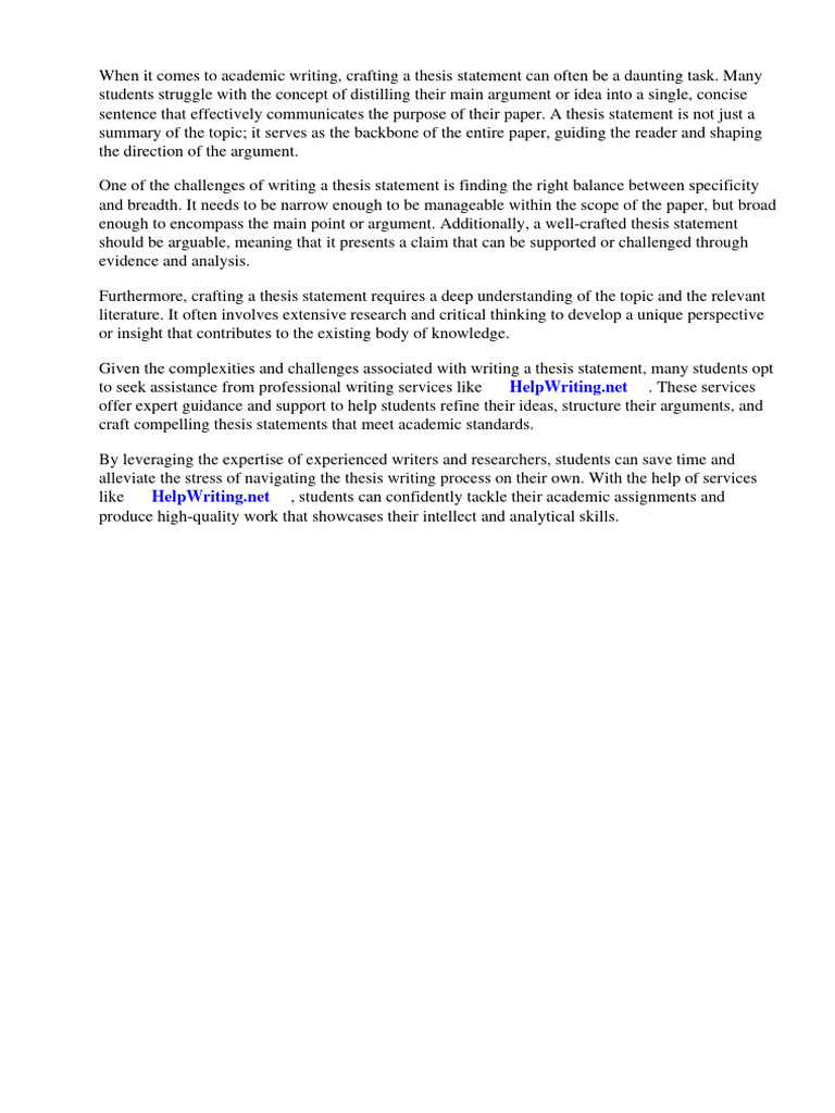 Topic Sentence Versus Thesis Statement | PDF